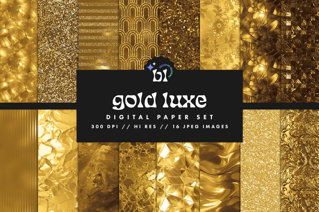 Gold Luxe Digital Paper Set, Seamless Textures, Luxury Patterns ...