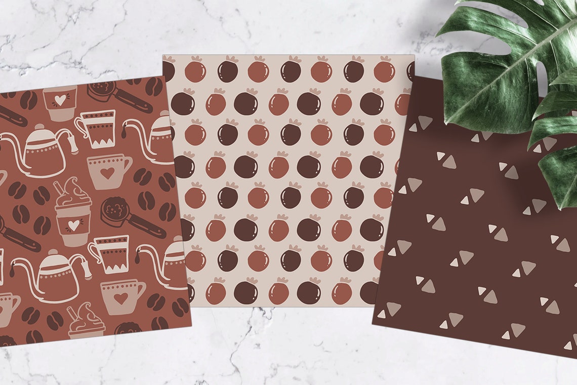 Coffee Digital Paper Set Seamless Textures Cafe Patterns | Etsy