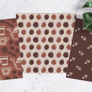 Coffee Digital Paper Set, Seamless Textures, Cafe Patterns, Coffeehouse ...