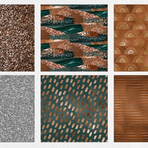 Modern Digital Paper Set, Foil, Seamless Textures, Summer, Trendy, Boho ...