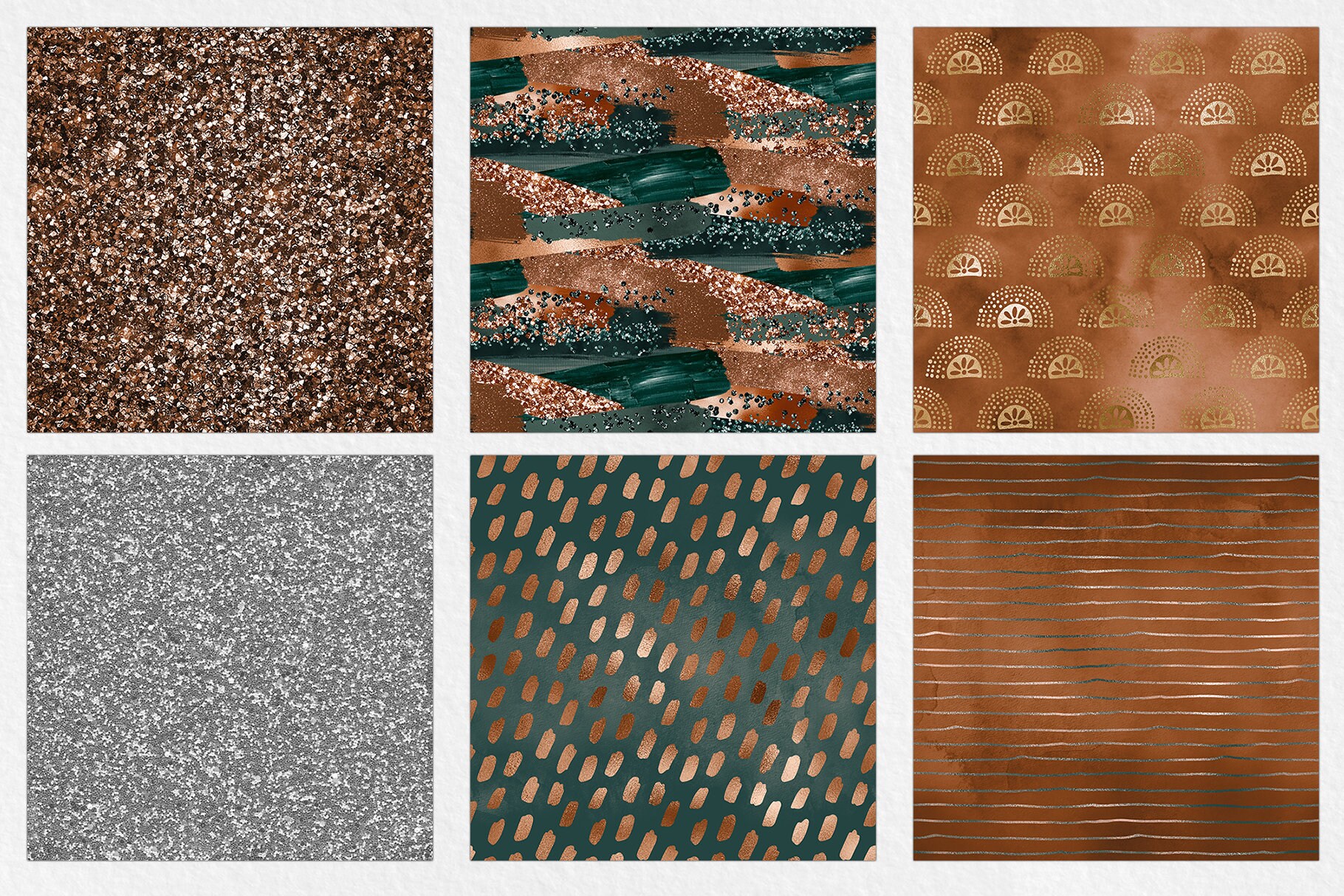 Modern Digital Paper Set, Foil, Seamless Textures, Summer, Trendy, Boho ...
