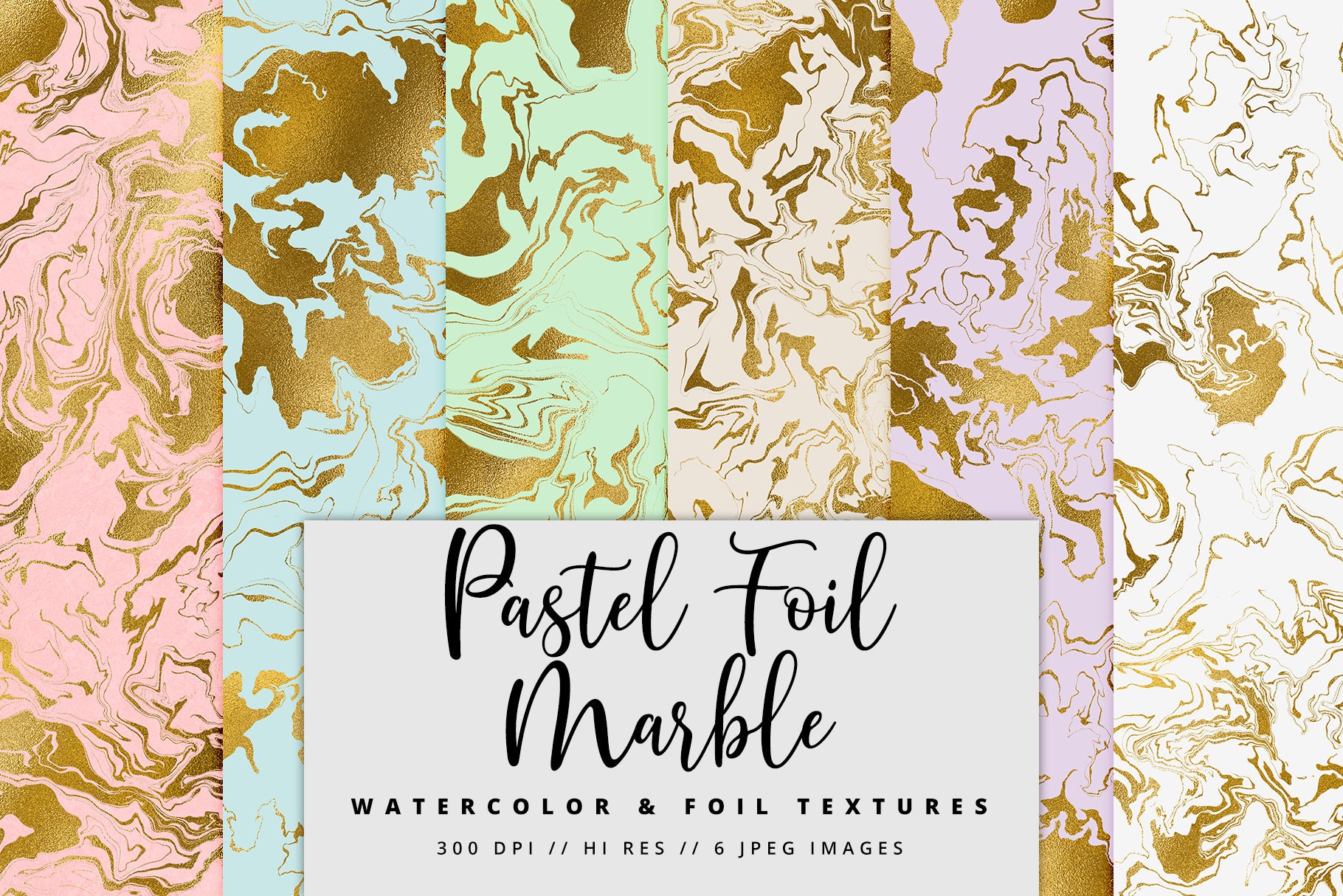 Pastel Foil Marble Digital Paper, Foil Textures, Marble Backgrounds ...