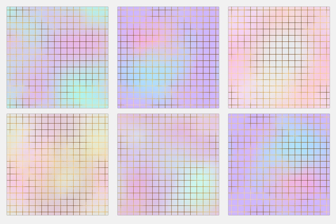 Holo Gold Grid Digital Paper Grid Patterns Holographic | Etsy