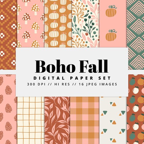 12 Floral Boho Digital Paper Set Seamless Textures Flower - Etsy