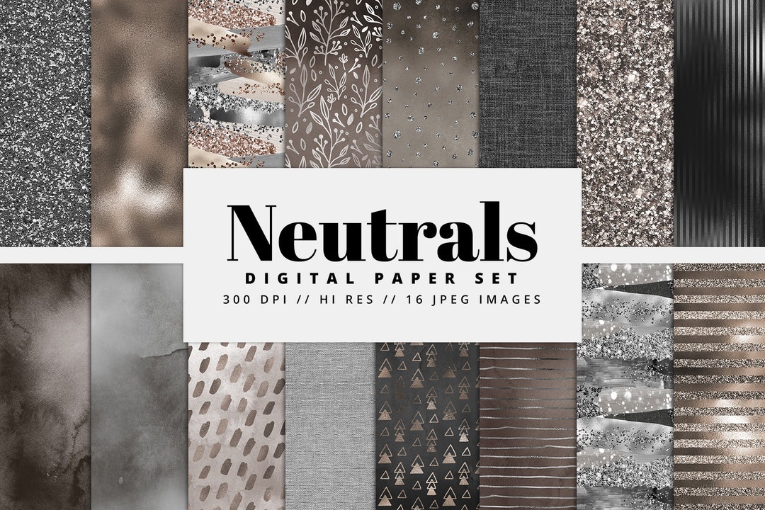 Neutral Foil Digital Paper, Seamless Textures, Grey, Silver Metallic ...
