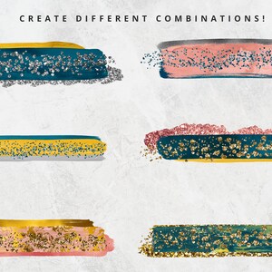 Blue and Pink Brush Strokes, Paint Strokes, Gold Foil Brush Strokes ...