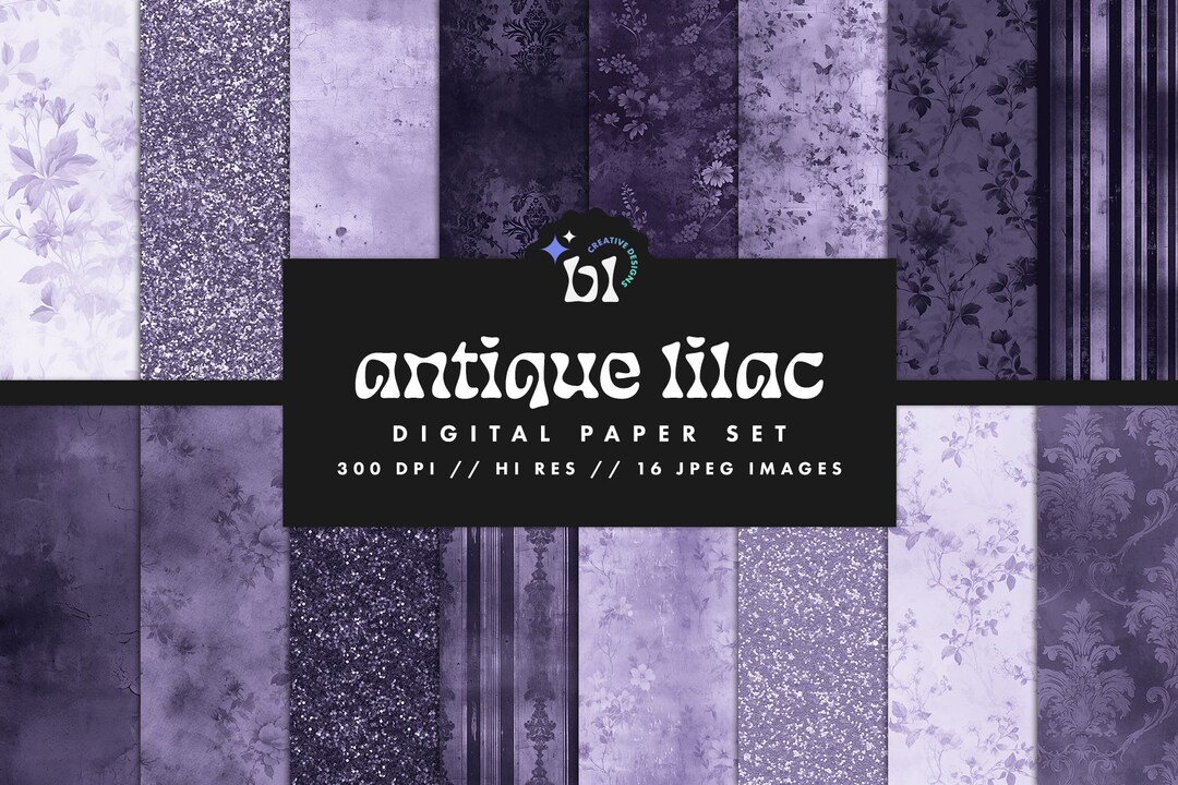 Antique Lilac Digital Paper Pack, Seamless Textures, Scrapbook ...