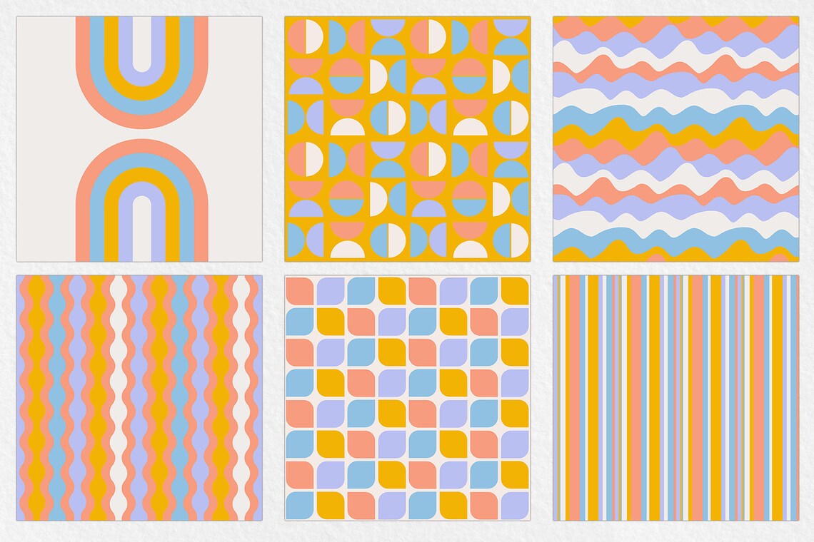 Retro Digital Paper Set Seamless Textures 70s Patterns - Etsy