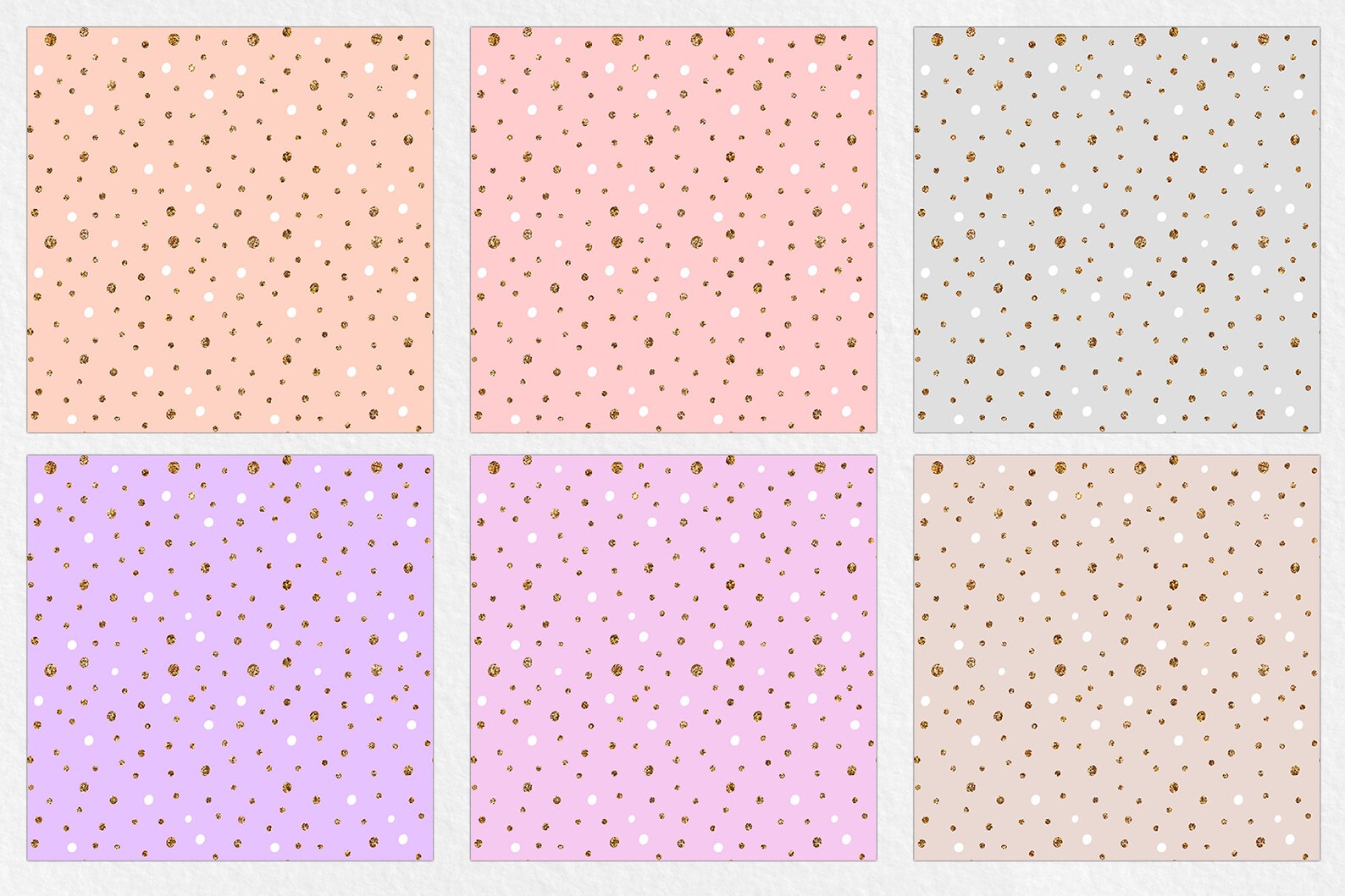 Pastel Gold Foil Polka Dots Digital Paper, Pastel Backgrounds, Gold ...