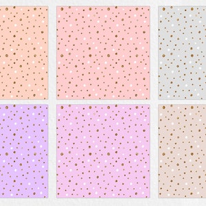 Pastel Gold Foil Polka Dots Digital Paper, Pastel Backgrounds, Gold ...