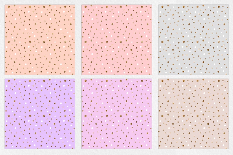 Pastel Gold Foil Polka Dots Digital Paper, Pastel Backgrounds, Gold ...