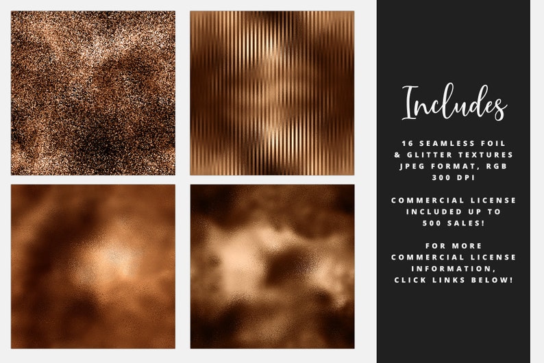 Copper Foil Digital Paper, Seamless Foil Textures, Digital Metallic ...