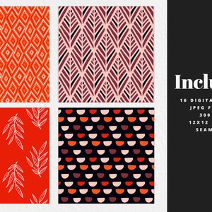 Fall Digital Paper Set, Seamless Textures, Abstract Patterns, Floral ...