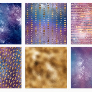 Galaxy Gold Foil Digital Paper, Seamless Textures, Digital Metallic ...