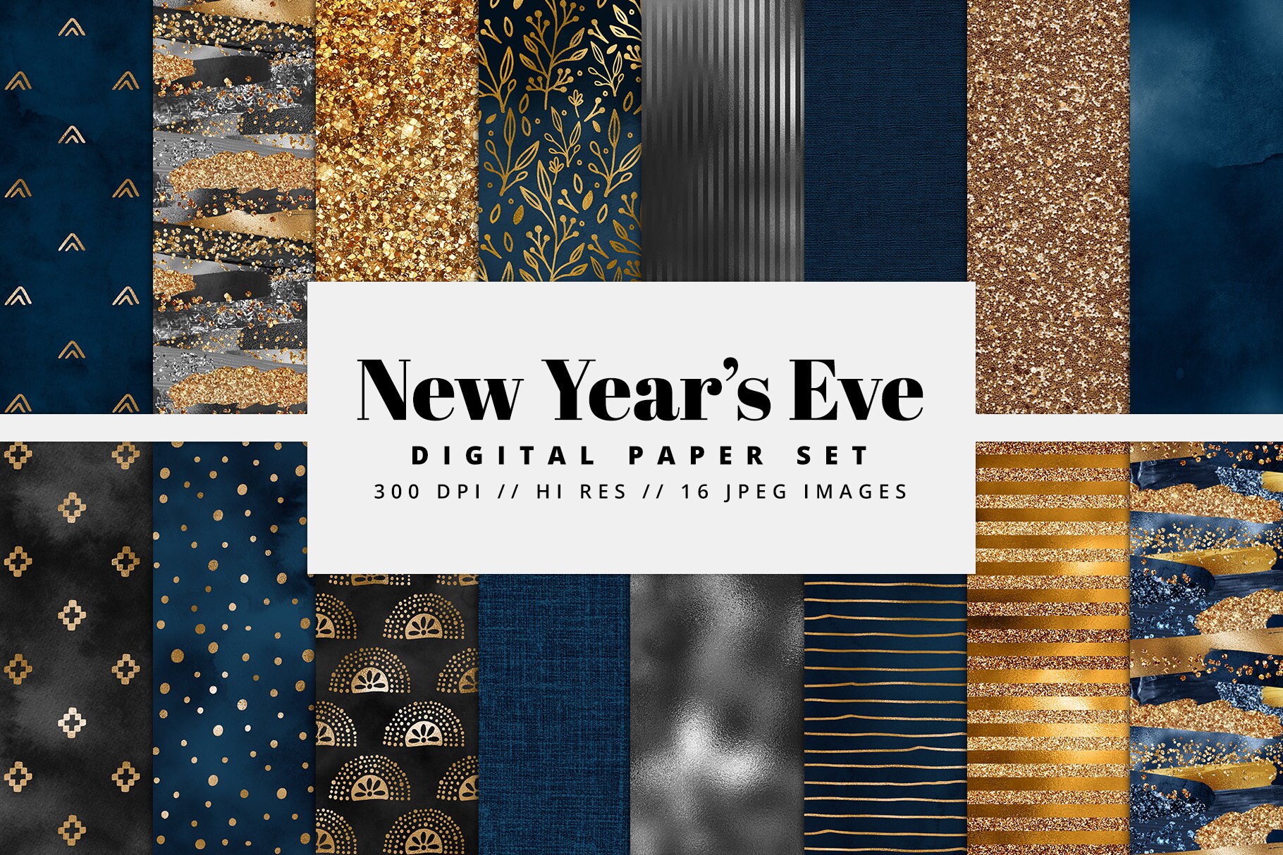 New Year's Digital Paper Set Foil Seamless Textures New - Etsy