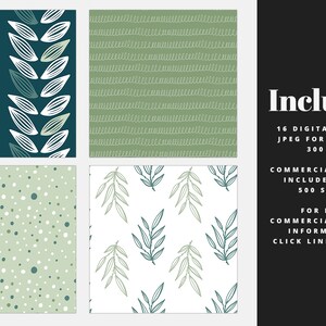 Green Botanical Digital Paper Set, Seamless Textures, Floral Patterns ...