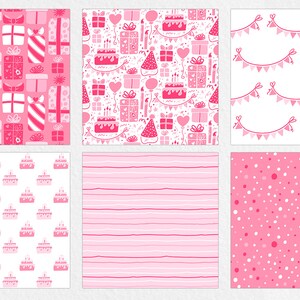 Pink Birthday Digital Paper Set, Seamless Textures, Birthday Party ...