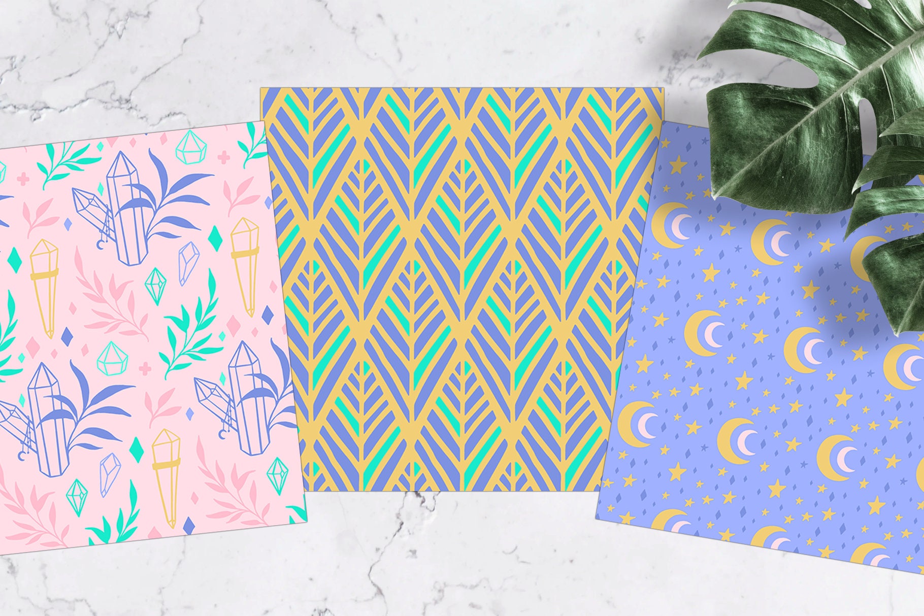 Pastel Magic Digital Paper Set Seamless Textures Esoteric | Etsy