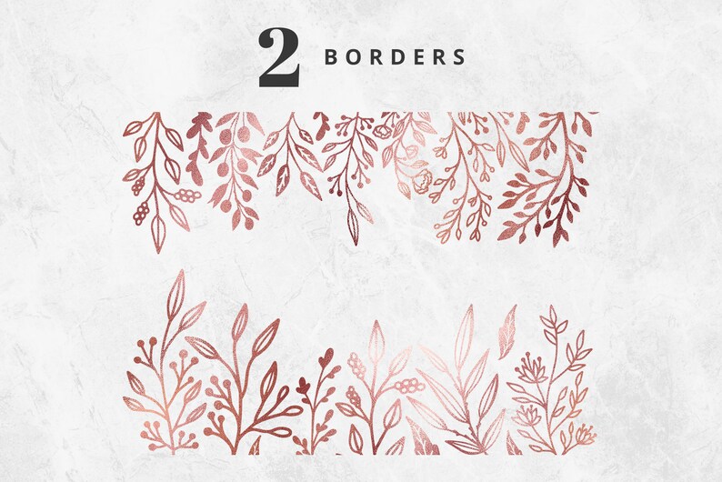 Rose Gold Foil Floral Clipart Set Faux Foil Clipart Floral | Etsy