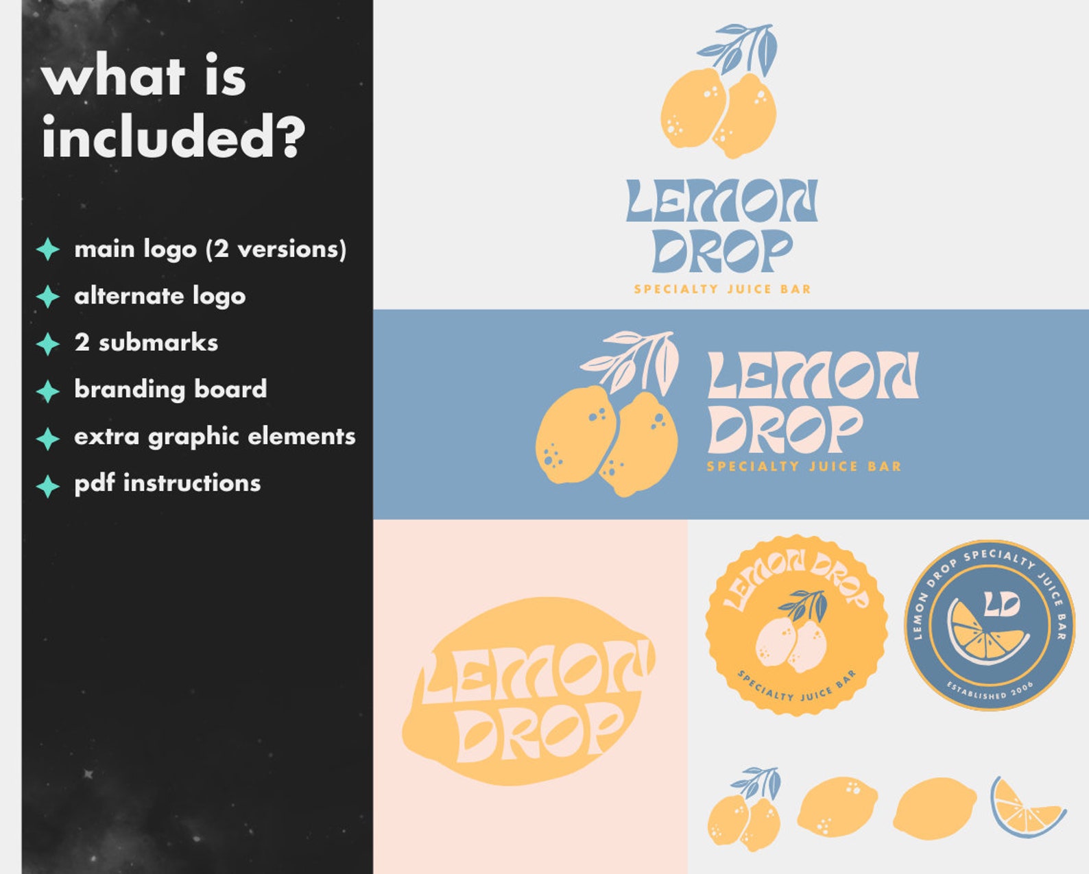 DIY Canva Logo Template - Lemon Editable Logo - Fun Colorful Boho Logo ...