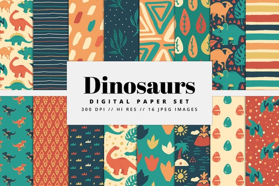 Paper, Party & Kids Scrapbook paper Commercial use 79 dino seamless ...