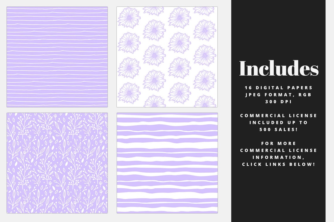 Lavender Purple Pastel Digital Paper, Printable Paper, Pastel Patterns ...