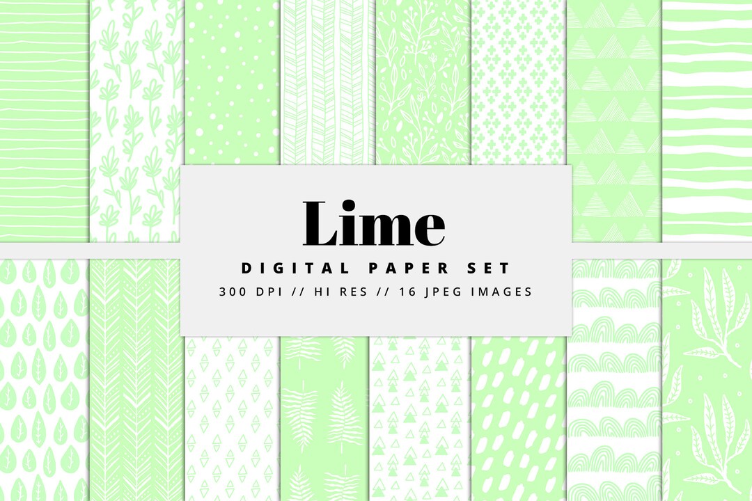 Lime Green Pastel Digital Paper, Printable Paper, Pastel Patterns ...