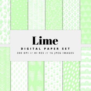 Lime Green Pastel Digital Paper, Printable Paper, Pastel Patterns ...