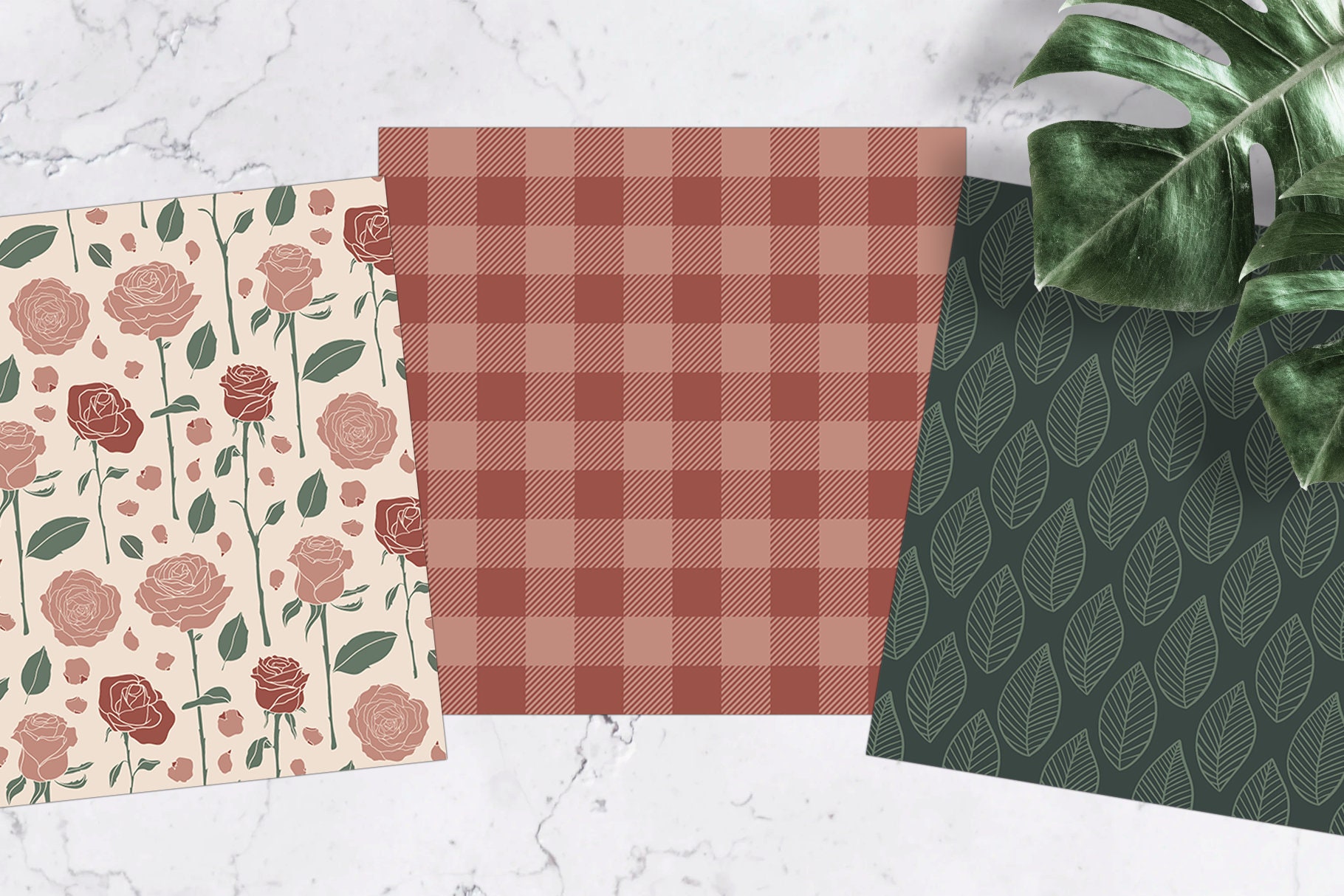 Rustic Rose Digital Paper Set, Seamless Textures, Floral Patterns ...