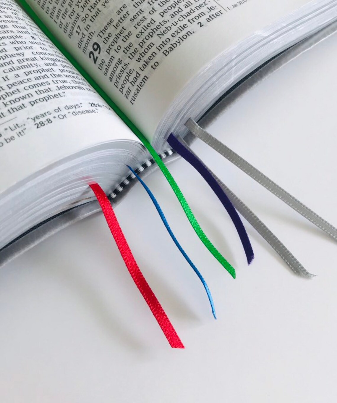 Multi Ribbon Bookmark red blue green purple ribbons 3mm | Etsy