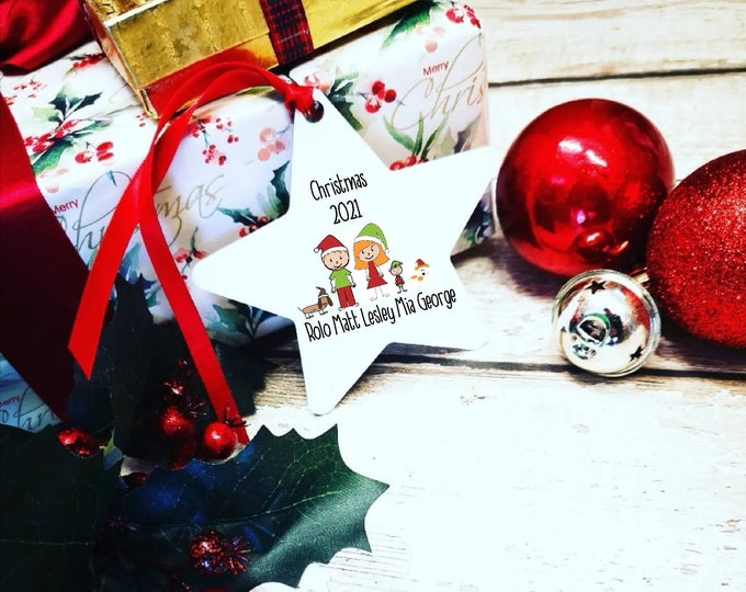 Personalised Stickman Family Tree Decoration - Etsy UK