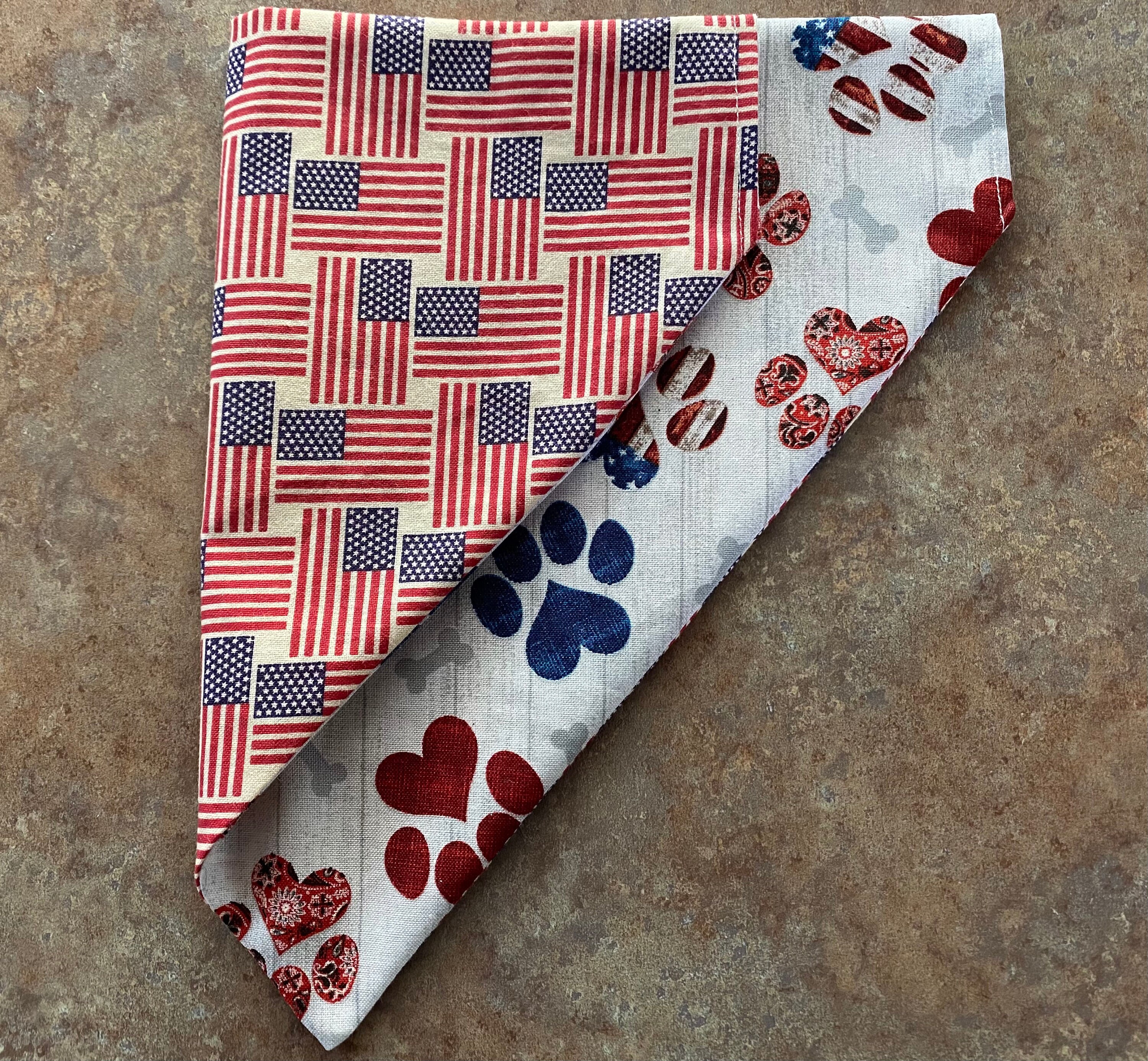 American Flag, Patriotic, July 4, Dog Bandana. One Side American Flag ...