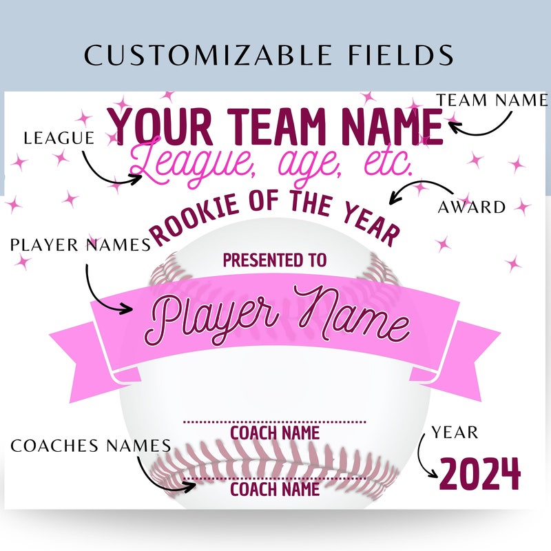 Softball Award Template - Etsy