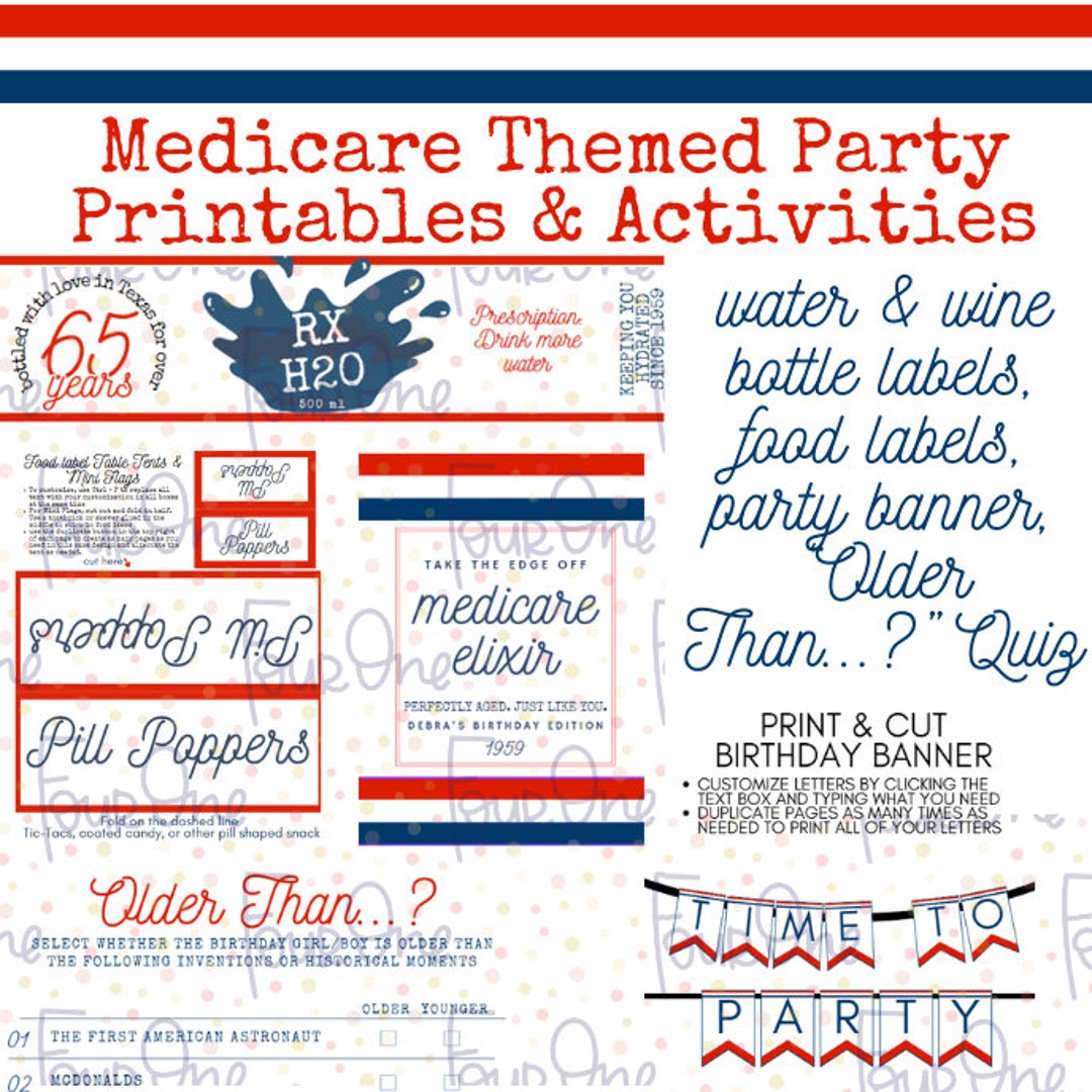 Medicare Themed Birthday Party Decor & Activities for 65th Birthday ...