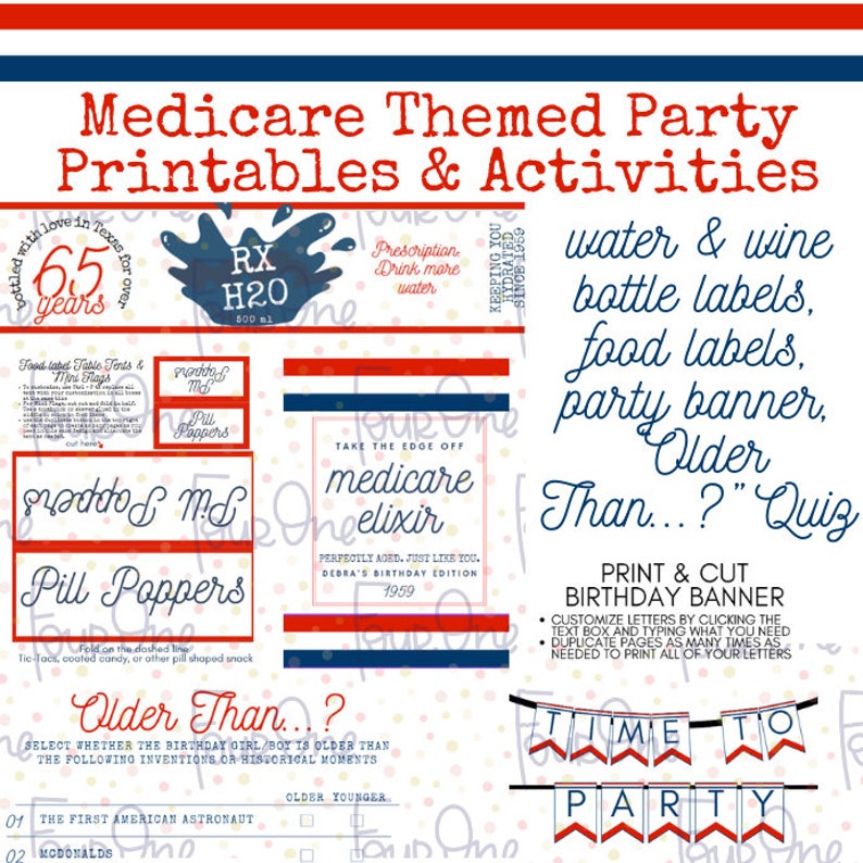 Medicare Themed Birthday Party Decor & Activities for 65th Birthday ...