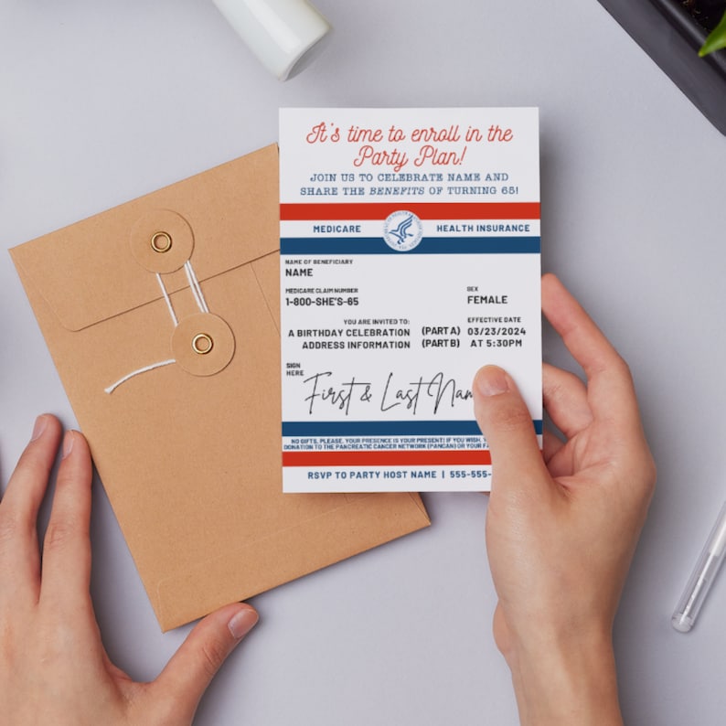 Custom Medicare 65th Birthday Invitation - Personalized Medicare Theme ...