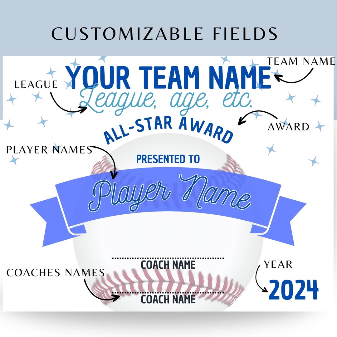 Custom Tee Ball or Baseball Team Awards for End of Season Party - Canva ...