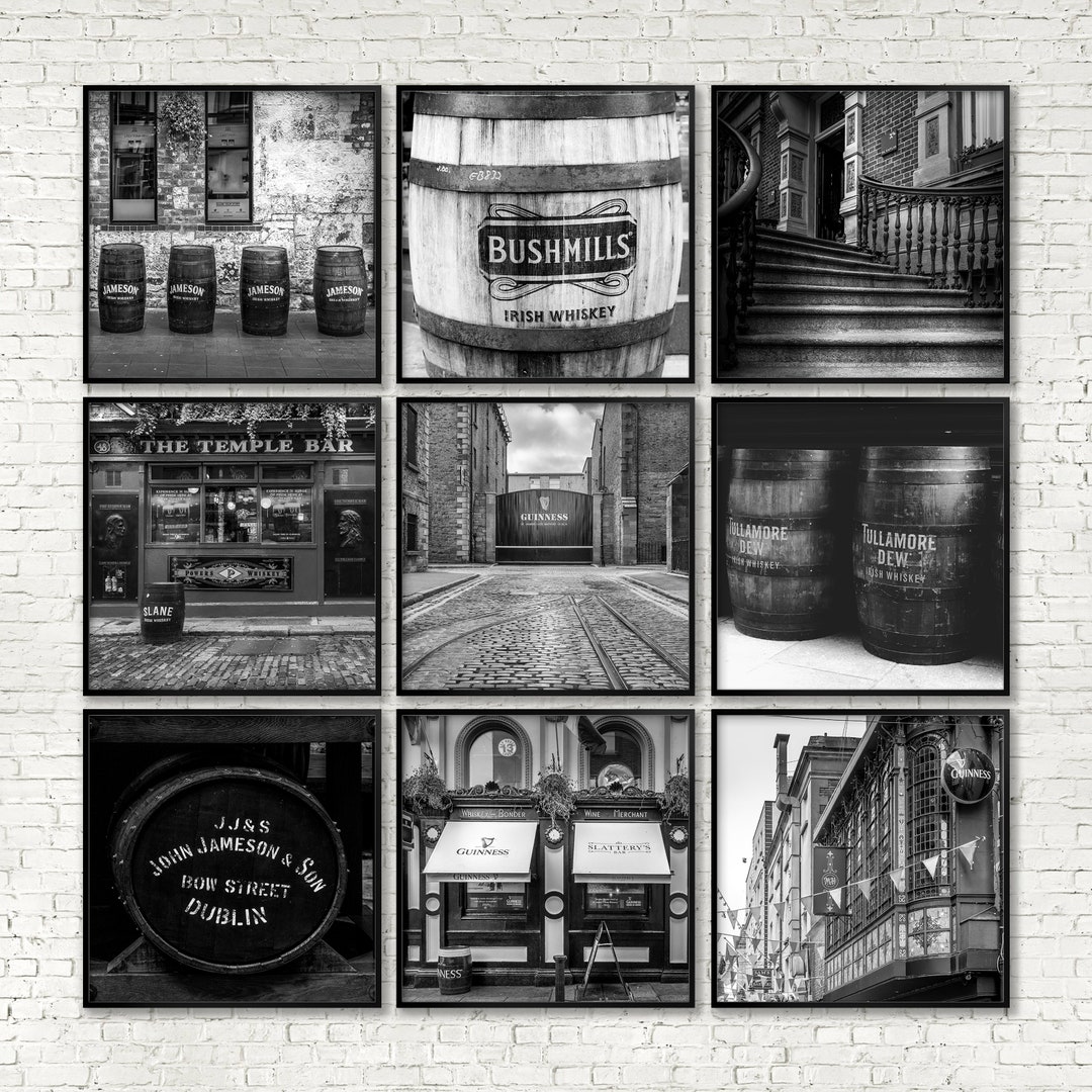 Irish Pub Print Set: Dublin Street Scenes, Whiskey Barrels (set of 9 ...