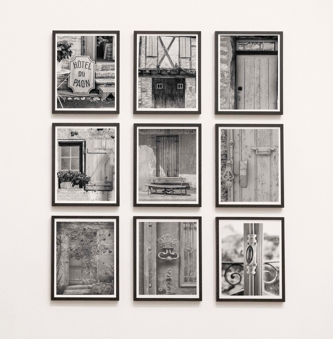 Rustic French Elegance - Set of 9 Black & White French Detail ...