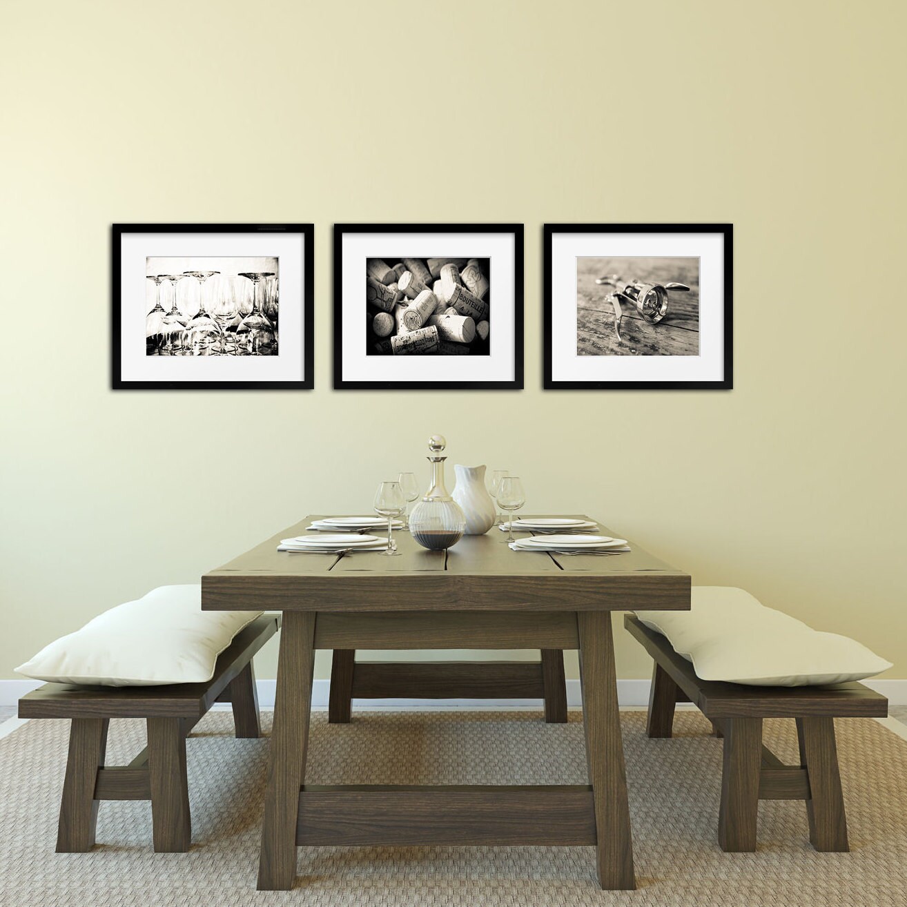 Sepia Photography Prints Set for Dining Room or Kitchen Decor - Etsy UK