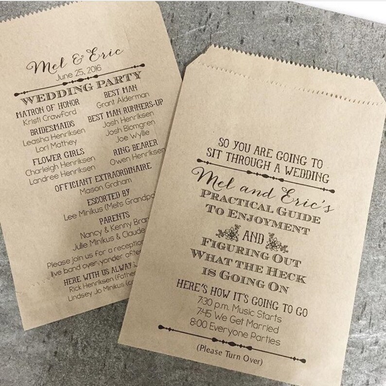 Wedding Program Bags Carnival Fun Program Bags Custom - Etsy