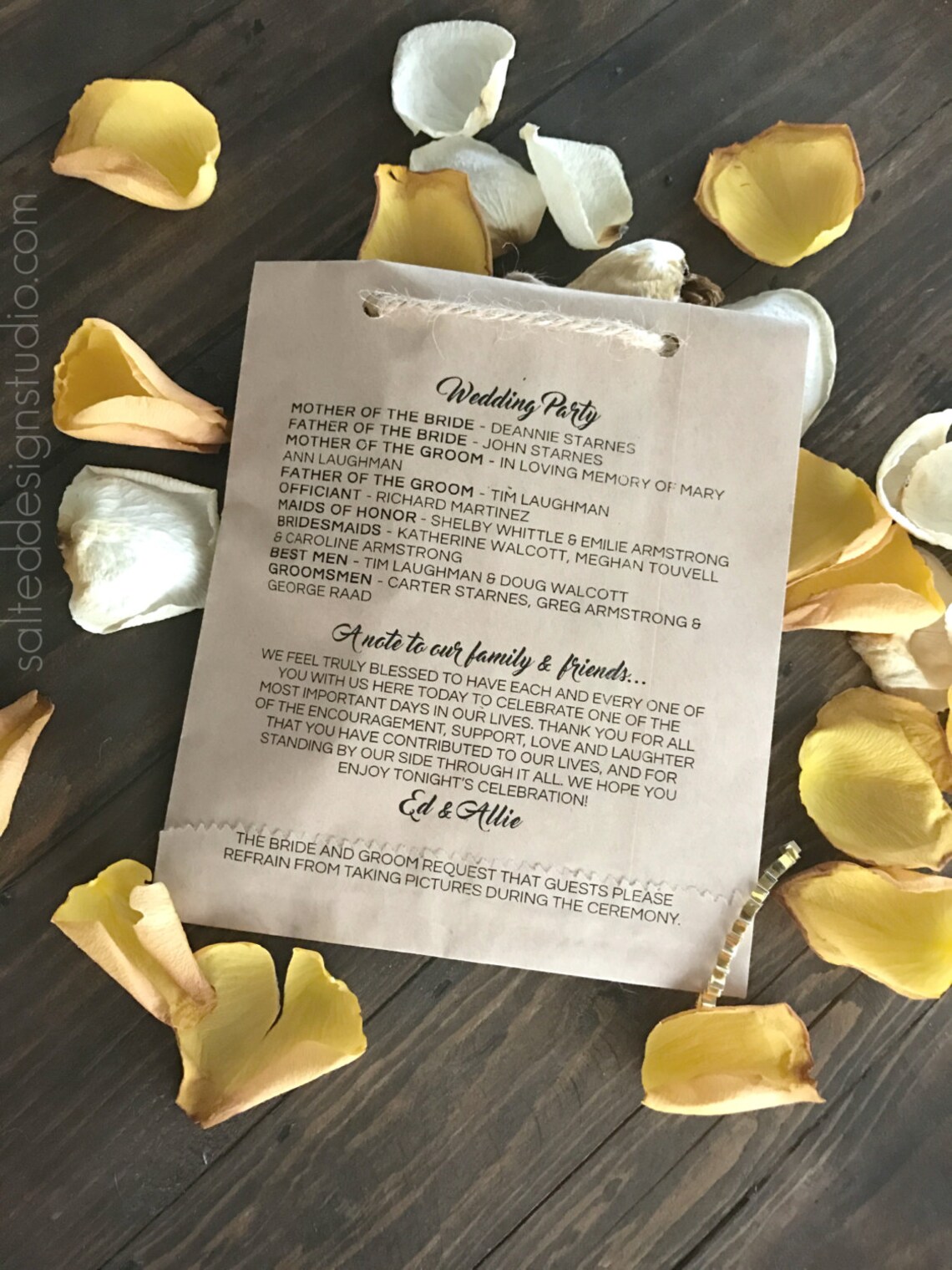 Wedding Program Bags Shout Hooray Program Bags Custom | Etsy