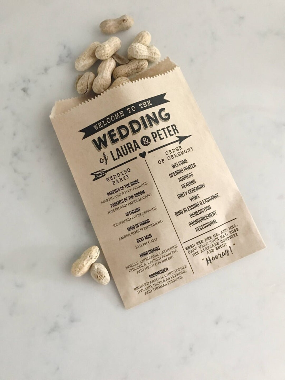 Wedding Program Bags Arrow Theme Program Bags Custom Printed on Kraft ...