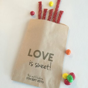 Love is Sweet! Personalized Paper Favor Bags to Hold Candy From the ...
