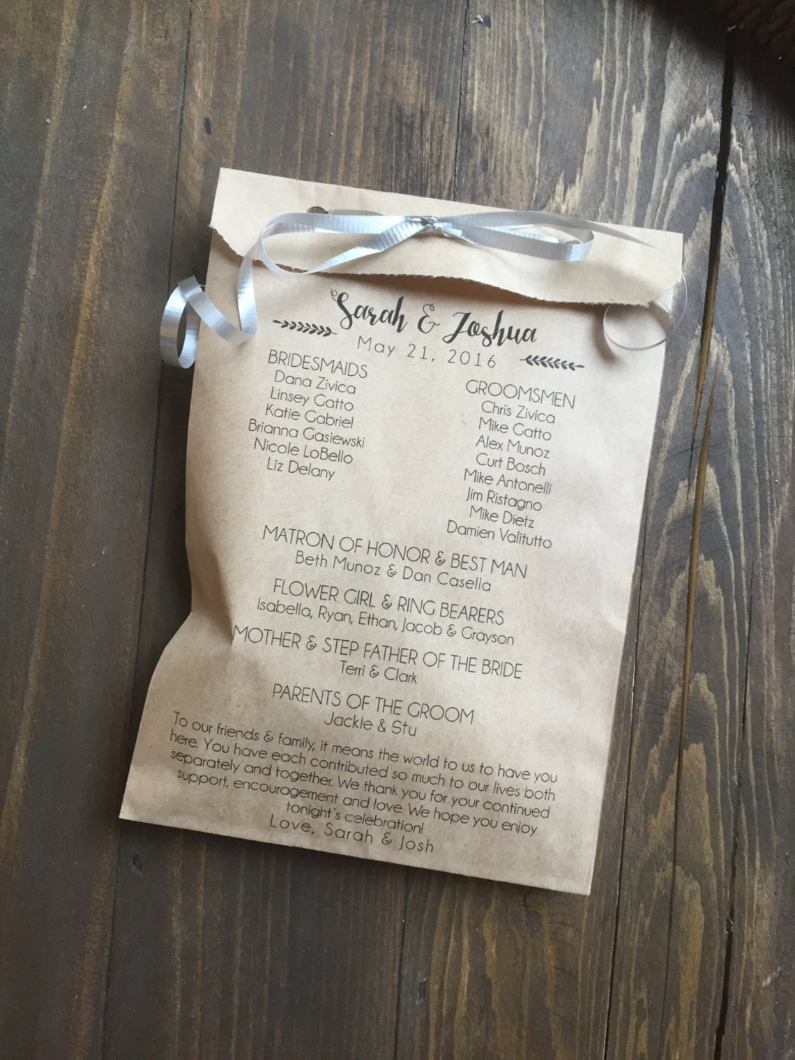 Wedding Program Bags Simple Modern Program Bags Custom | Etsy