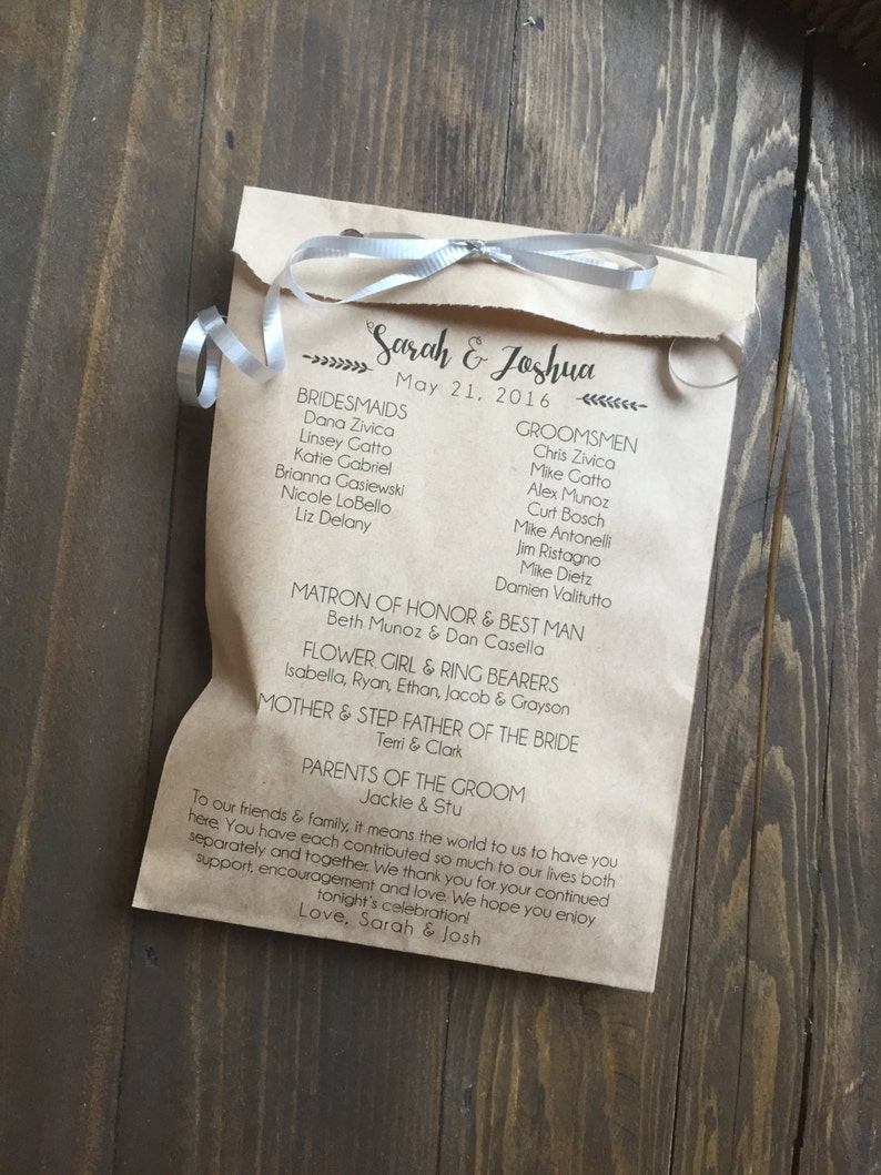 Wedding Program Bags Simple Modern Program Bags Custom | Etsy