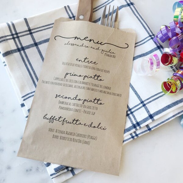 Wedding Menu Bag - Etsy