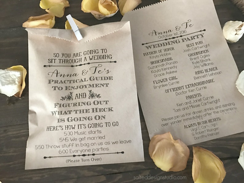 Wedding Program Bags Carnival Fun Program Bags Custom - Etsy