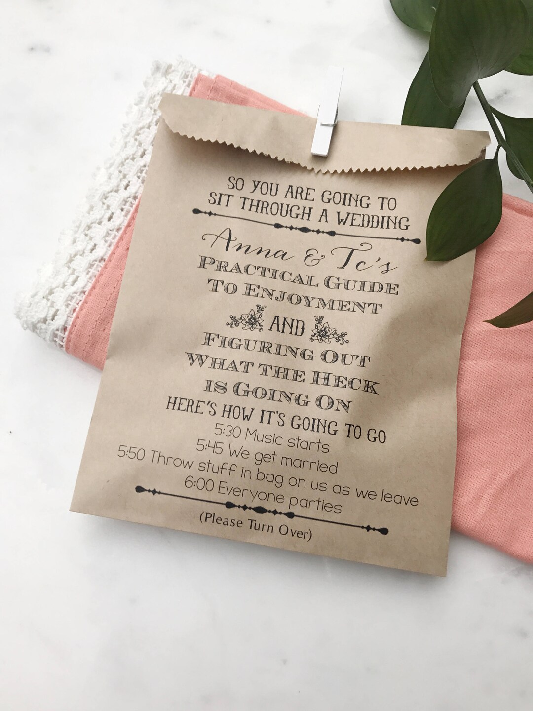 Wedding Program Bags Carnival Fun Program Bags Custom Printed on Kraft ...