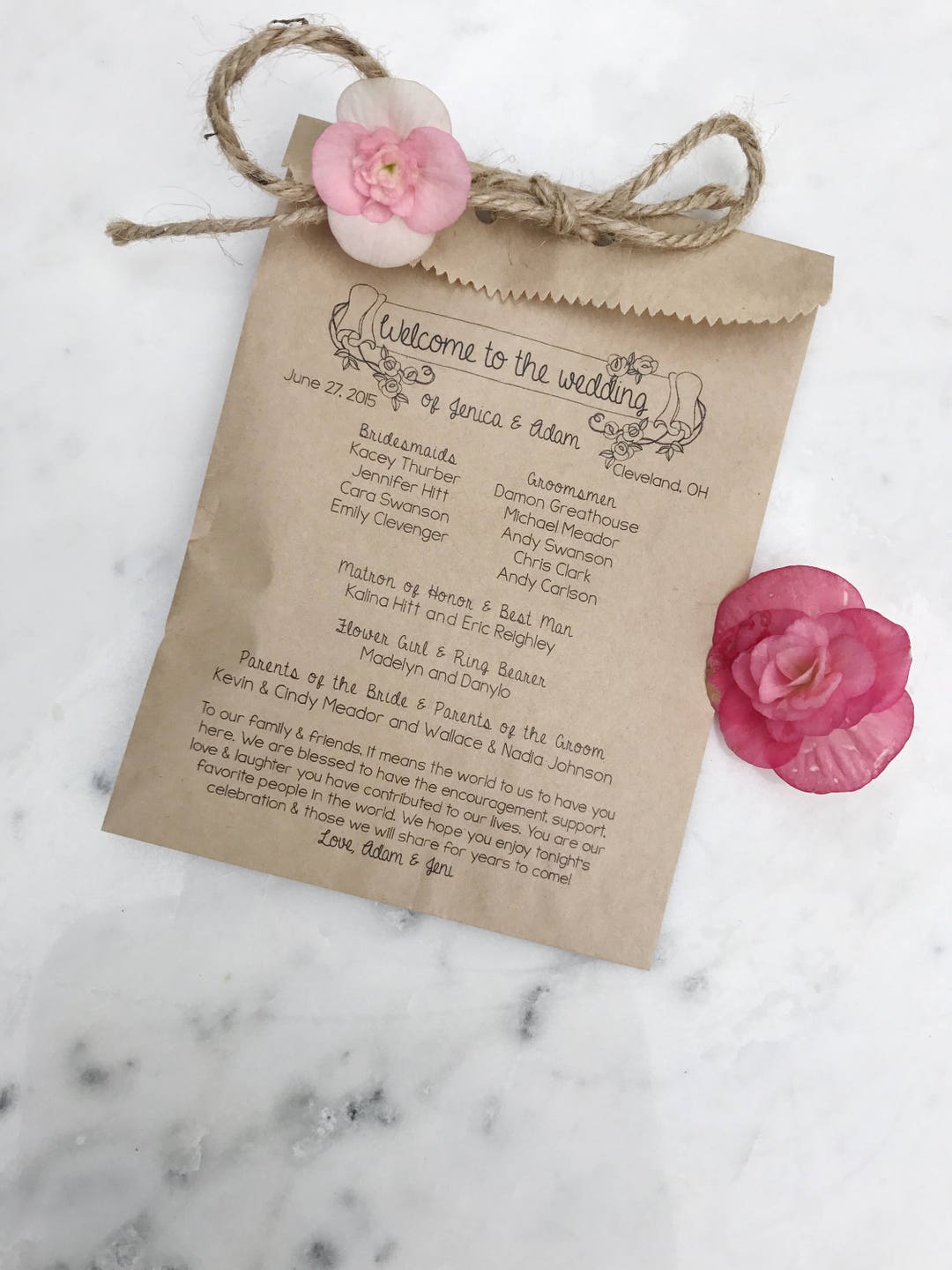Wedding Program Bags Floral Rustic Program Bags Custom - Etsy